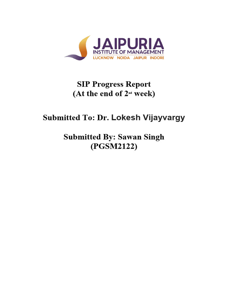 Progress Report - Week 2 - Sawan Singh - PGSM2122 | PDF