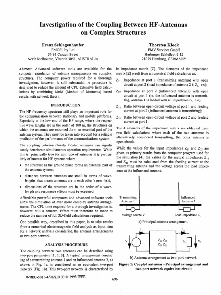 Coupling Between HF-Antennas | PDF | Antenna (Radio) | Electrical Impedance