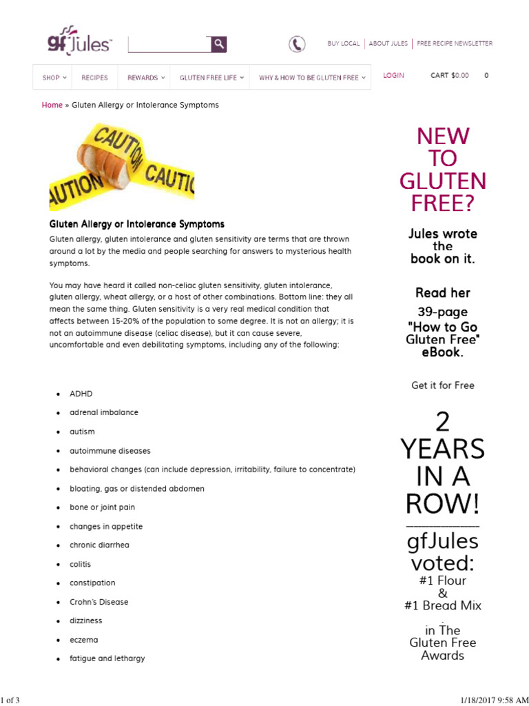 Gluten Allergy or Intolerance Symptoms - Explained | PDF | Gluten | Coeliac Disease