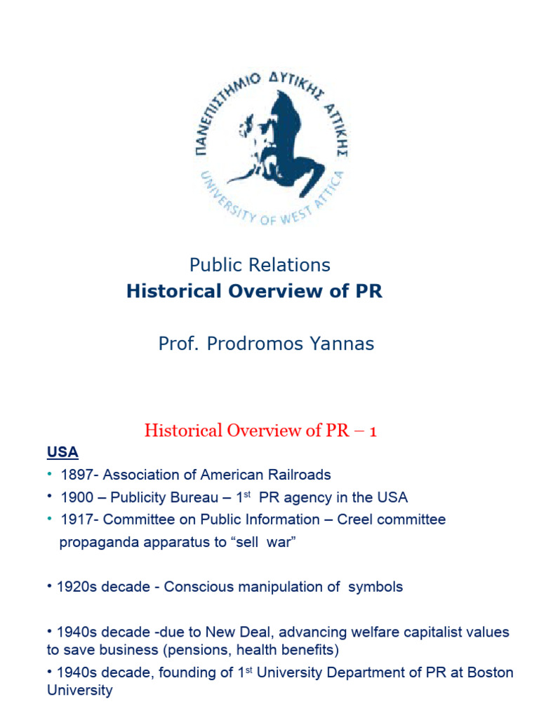 2022 - D-2 - Historical Overview of PR | PDF | Public Relations | Greece