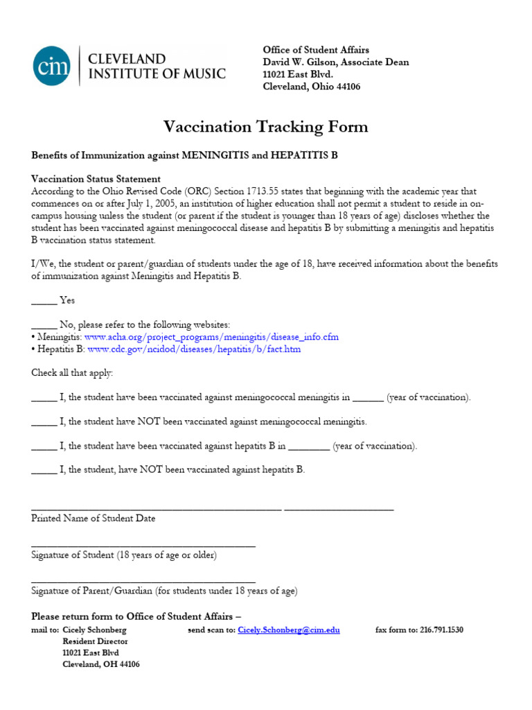 Vaccine Tracking Form | PDF