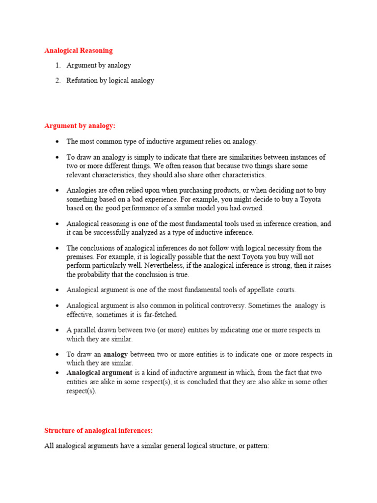 Analogical Reasoning - Logical Analogy | PDF | Argument | Inductive ...