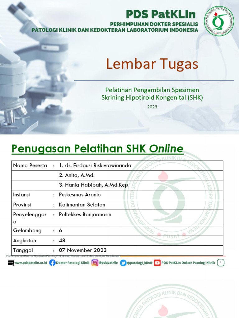 PKM Aranio Lembar Tugas Sampling Dbs SHK - Pds 2 | PDF