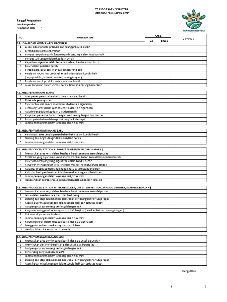 Form Checklist GMP | PDF