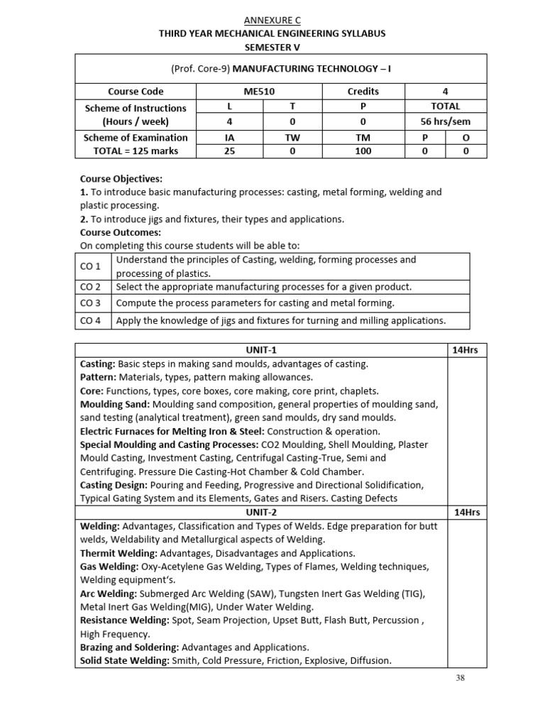 Third Year Mechanical Engineering Syllabus | PDF | Welding | Construction Third Year Mechanical Engineering Syllabus | PDF | Welding | Construction