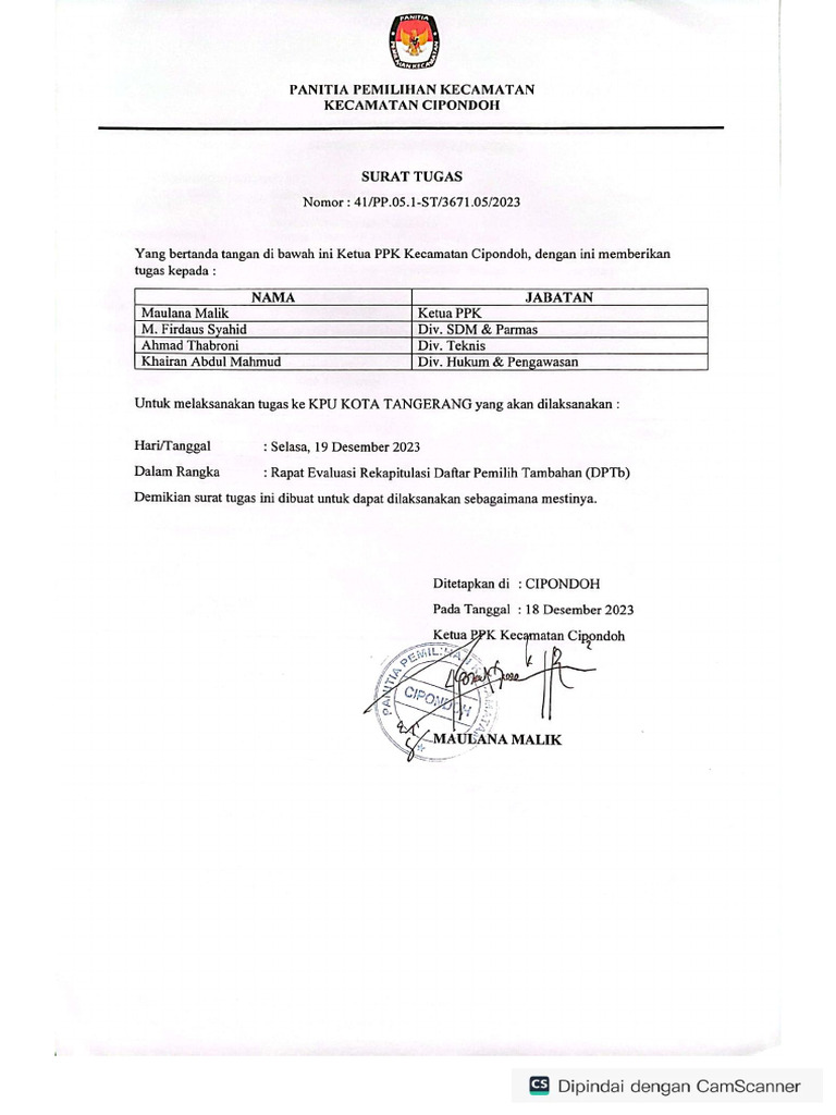 SPPD PPK Tanggal 19 Desember 2023 | PDF