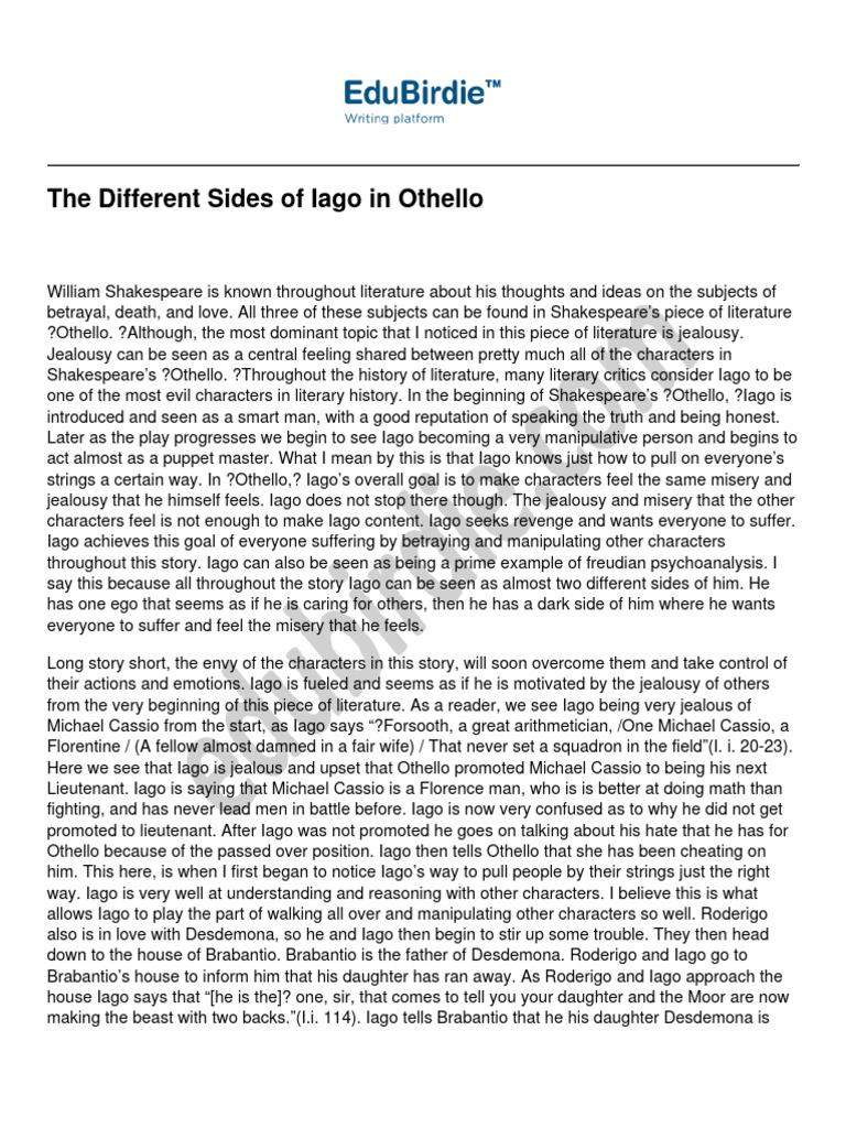 Iago's Manipulation and Jealousy in Othello | PDF | Iago | Othello