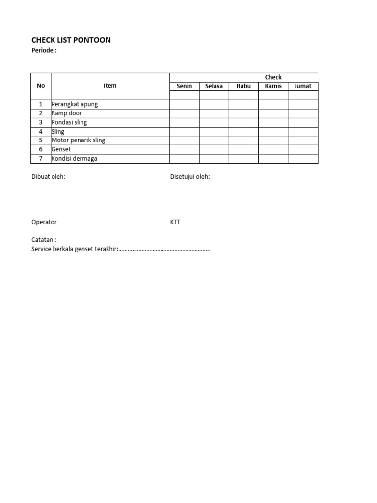 Check list Pontoon | PDF