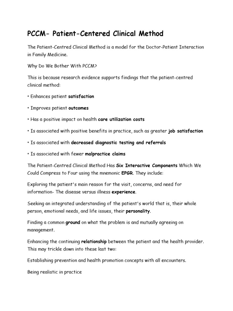 PCCM - Patient-Centered Clinical Method | Download Free PDF | Patient ...