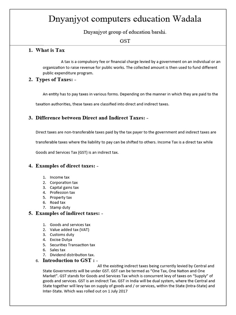 Understanding GST and Tax Types | PDF