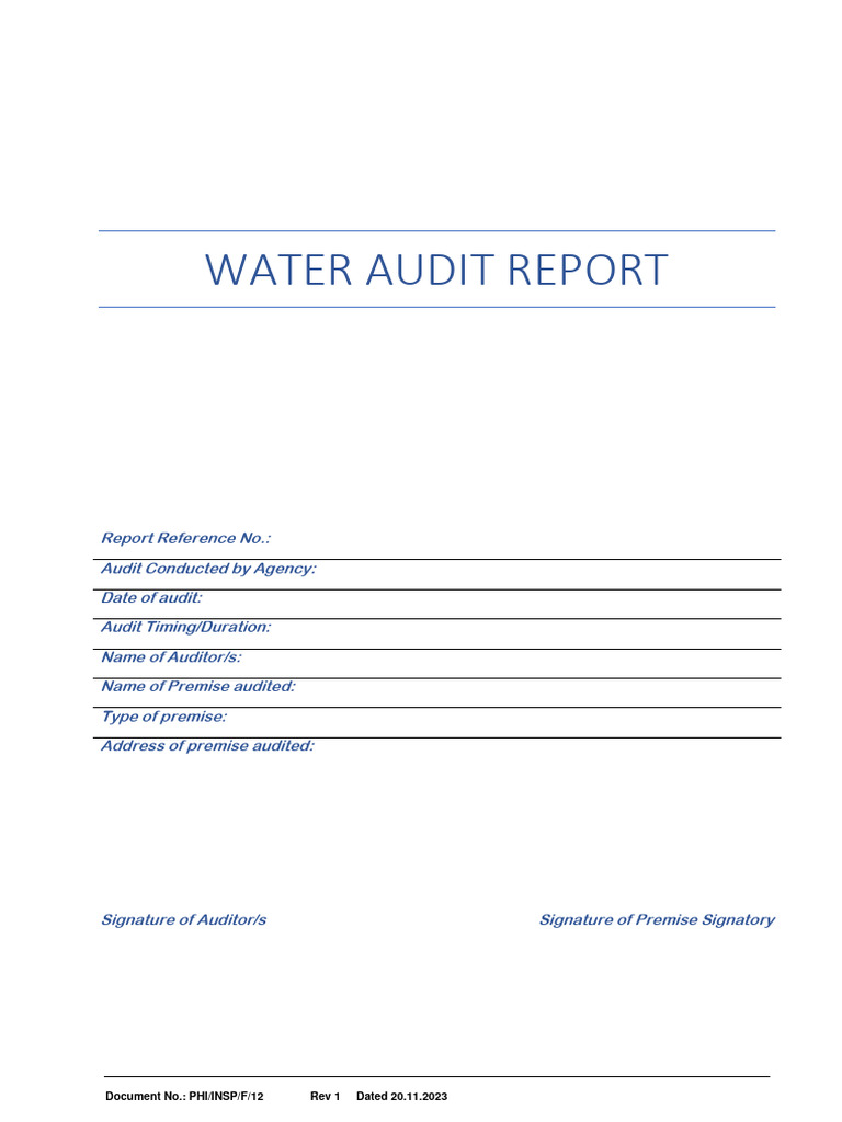 Checklist Water Audit v1 | PDF | Leak | Water
