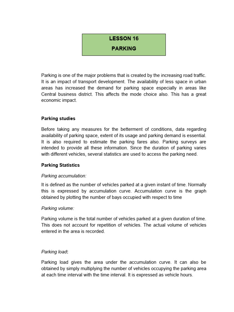 Lesson 16 Ce 412 | PDF | Parking | Parking Lot