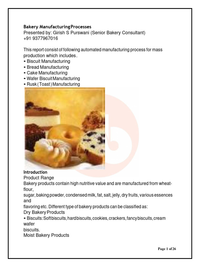 Bakery Manufacturing Processes - 2 | PDF | Breads | Cakes
