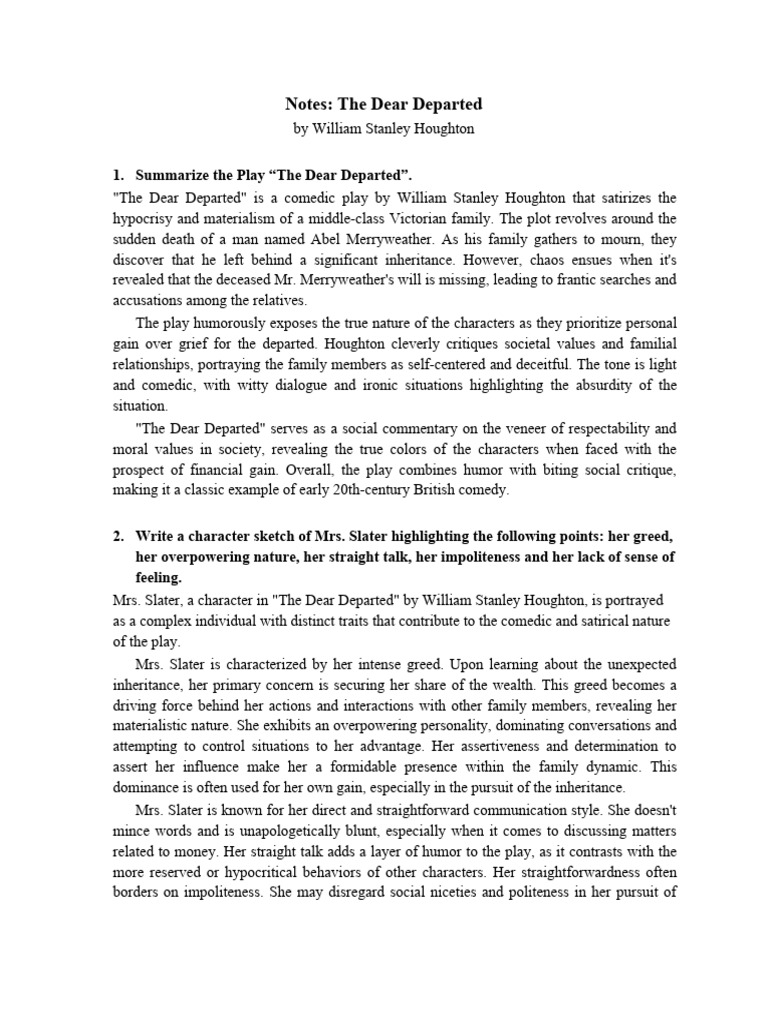 Notes Dear Departed | PDF