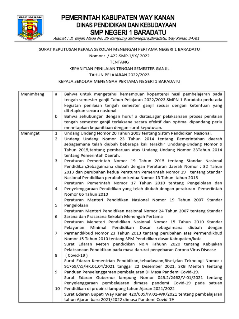 SK Pts 2022-2023 Ganjil Genap | PDF