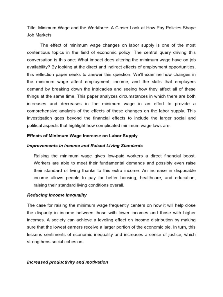 Reflection Paper | PDF | Minimum Wage | Labour Economics