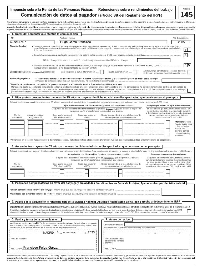 Modelo 145 Rellenable | PDF