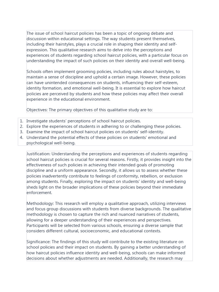 Impact of School Haircut Policies on Students | PDF | Identity (Social ...