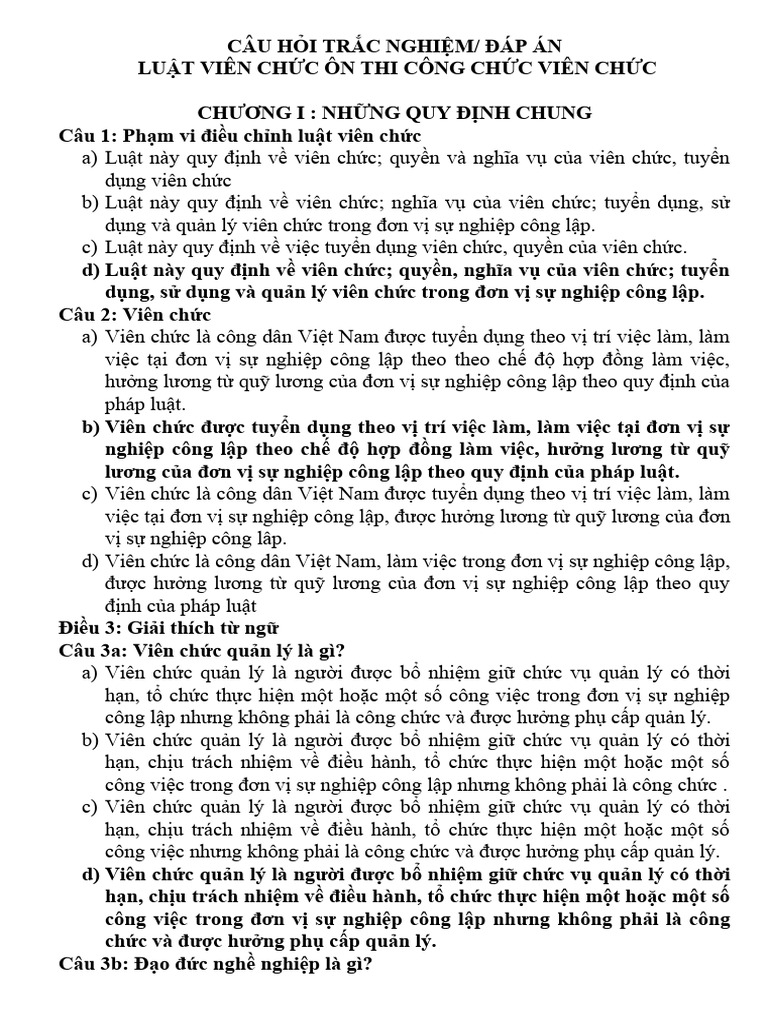 Bai Soan 35 Cau Hoi Va Dap An Trac Nghiem | PDF