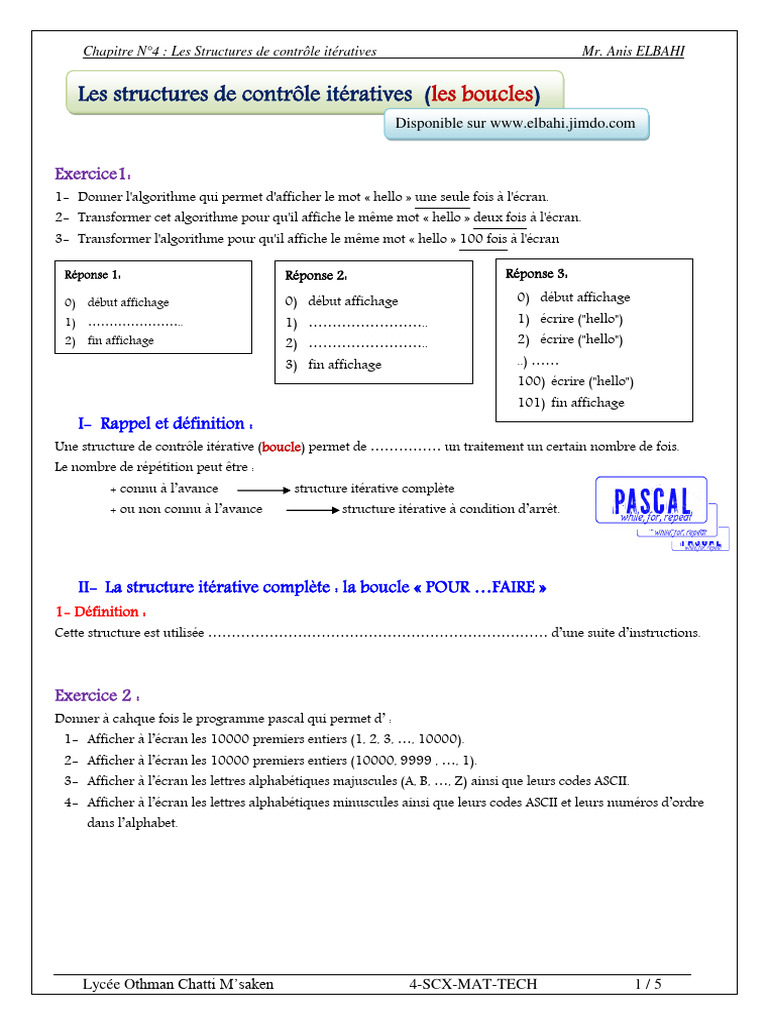 CH4 - Les Structures de Controle Itératives | PDF