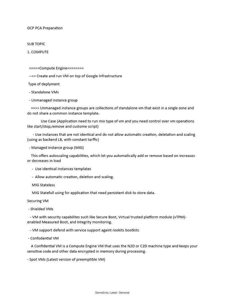 Notes GCP PCA Preparation | PDF | Cloud Computing | Computer Network