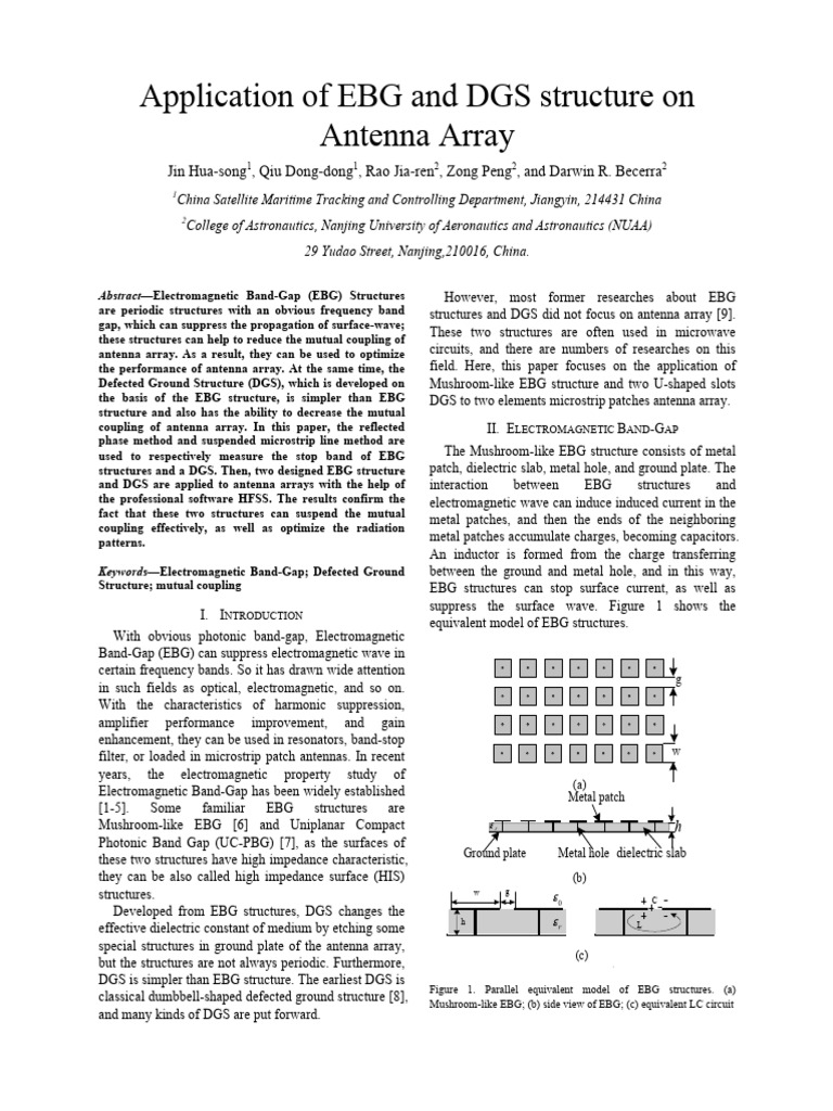 Antenna Array EBG & DGS Techniques | PDF | Teaching Methods & Materials