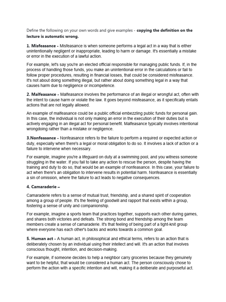 Misfeasance, Malfeasance, and Nonfeasance Explained | PDF | Negligence ...