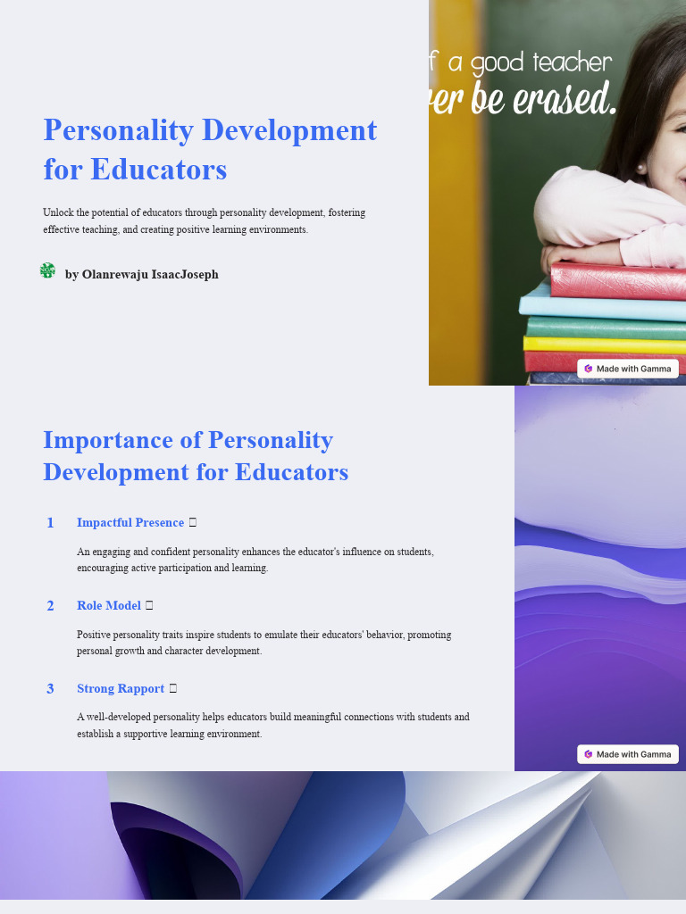 Personality Development for Educators | PDF | Teachers | Psychological ...