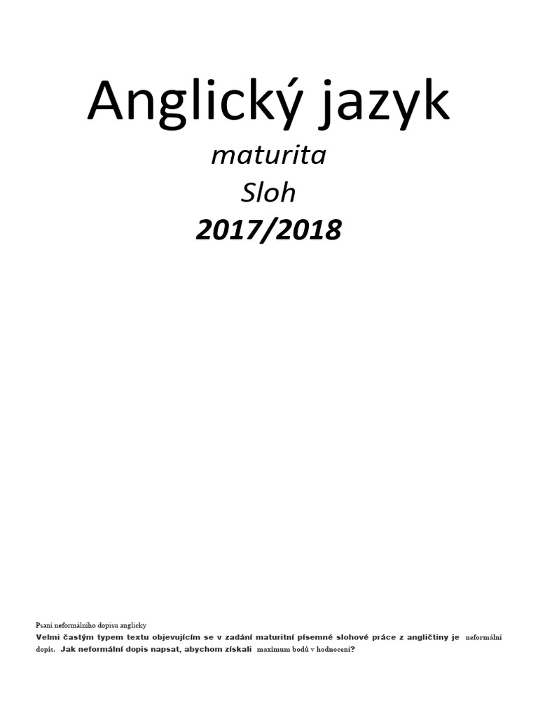 Anglický Jazyk - Sloh | PDF