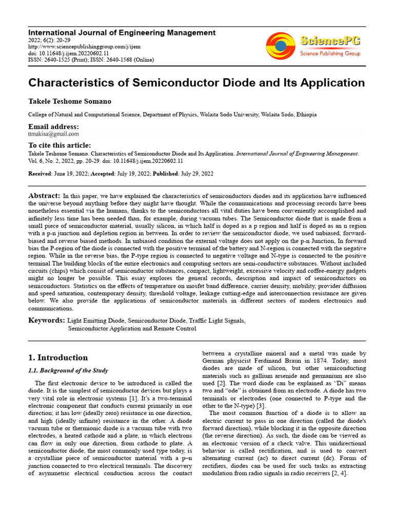Characteristics of Diodes | PDF | P–N Junction | Semiconductors