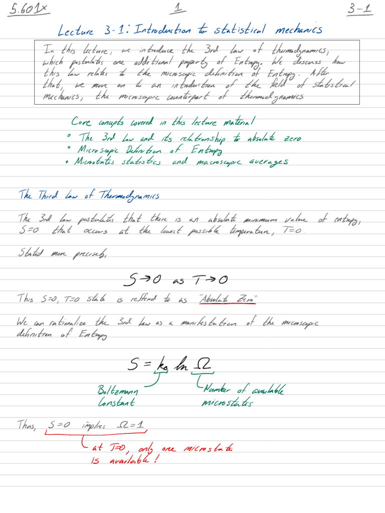 Lecture 3 1 | PDF | Entropy | Statistical Mechanics Lecture 3 1 | PDF | Entropy | Statistical Mechanics