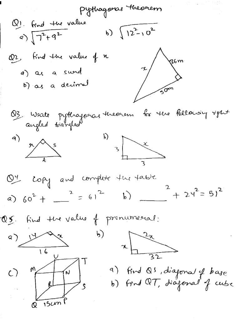 Test Pythagoras Theorem | PDF