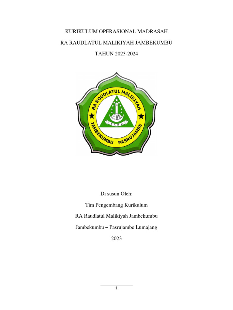 Kurikulum Operasional Ra Malikiyah | PDF