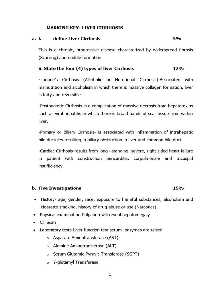 Liver Cirrhosis Marking Key | PDF | Cirrhosis | Liver