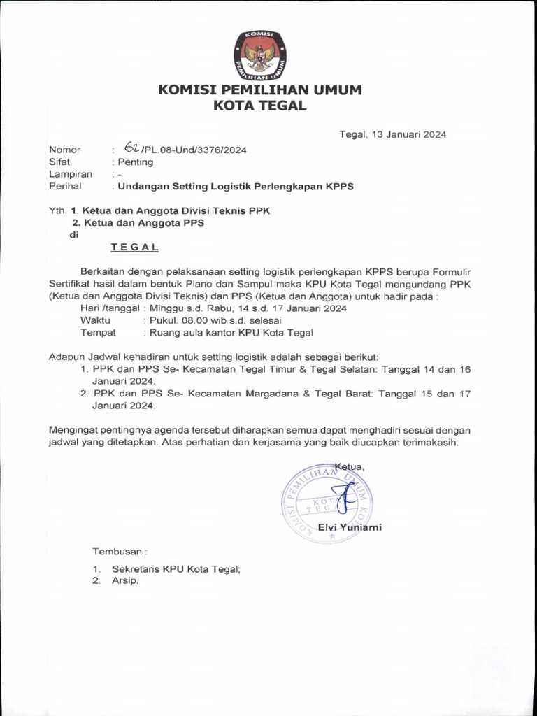 Undangan Setting Logistik Formulir & Sampul - PPK Dan PPS | PDF