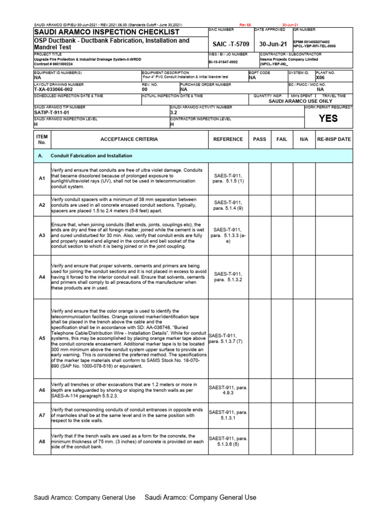 Aramco PVC Conduit Inspection Guide | PDF | Building Materials | Materials