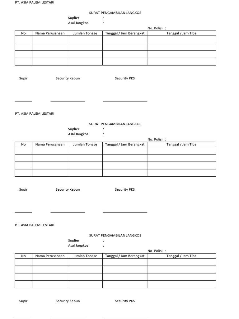 Form Pengambilan Jangkos | PDF