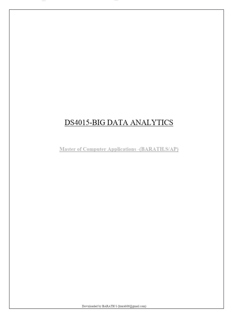 Ds4015 Big Data Analytics QB | PDF | Big Data | Analytics
