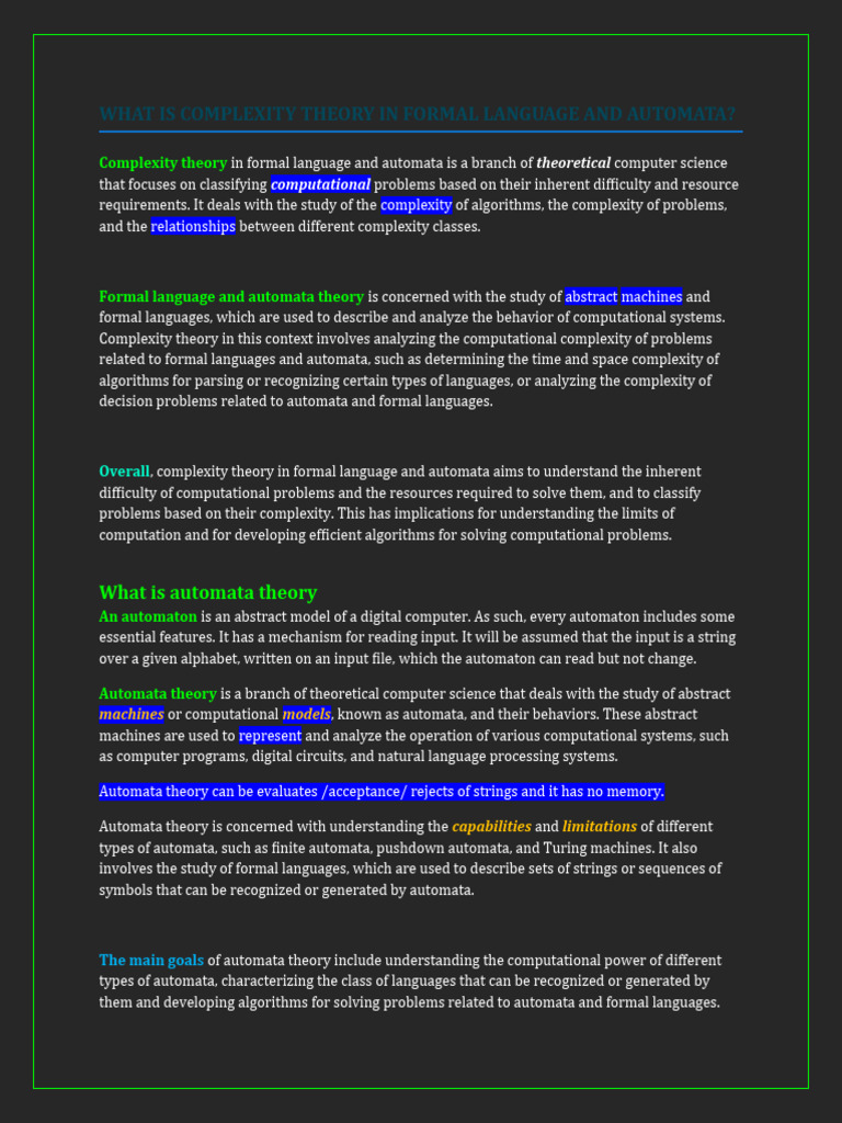 Fformal Langige and Automata-Note | PDF | Computational Complexity Theory | Automata Theory