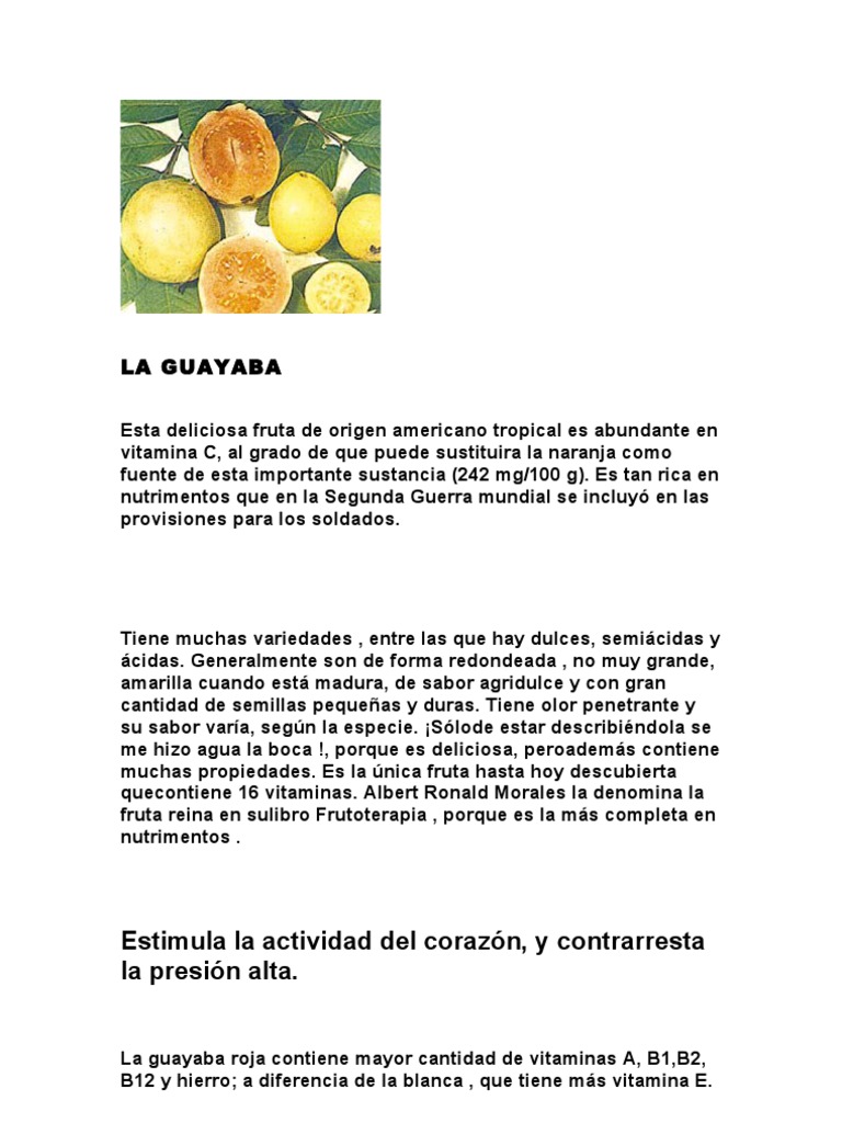 Guayaba: Nutrición, Usos y Mercado | PDF | Vitamina | Comida y bebida