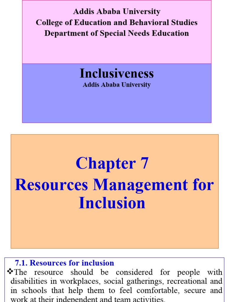 Chapter 7 - FINAL Resource Management For Inclusion | PDF