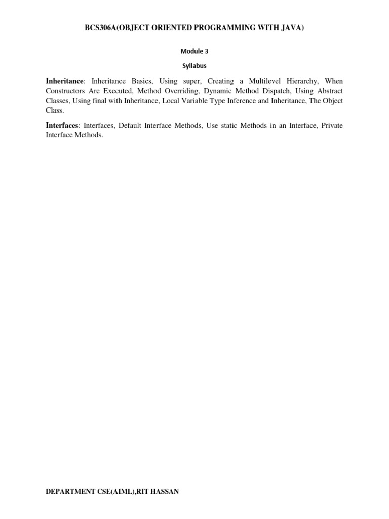 Bcs306a Module 3 Pdf Inheritance Object Oriented Programming Class Computer Programming
