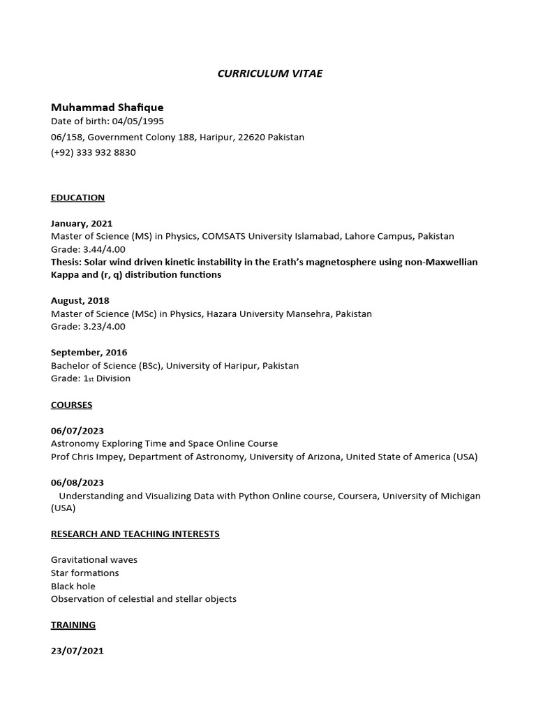 CV - PDF 04 09 | PDF | Plasma (Physics) | Physics