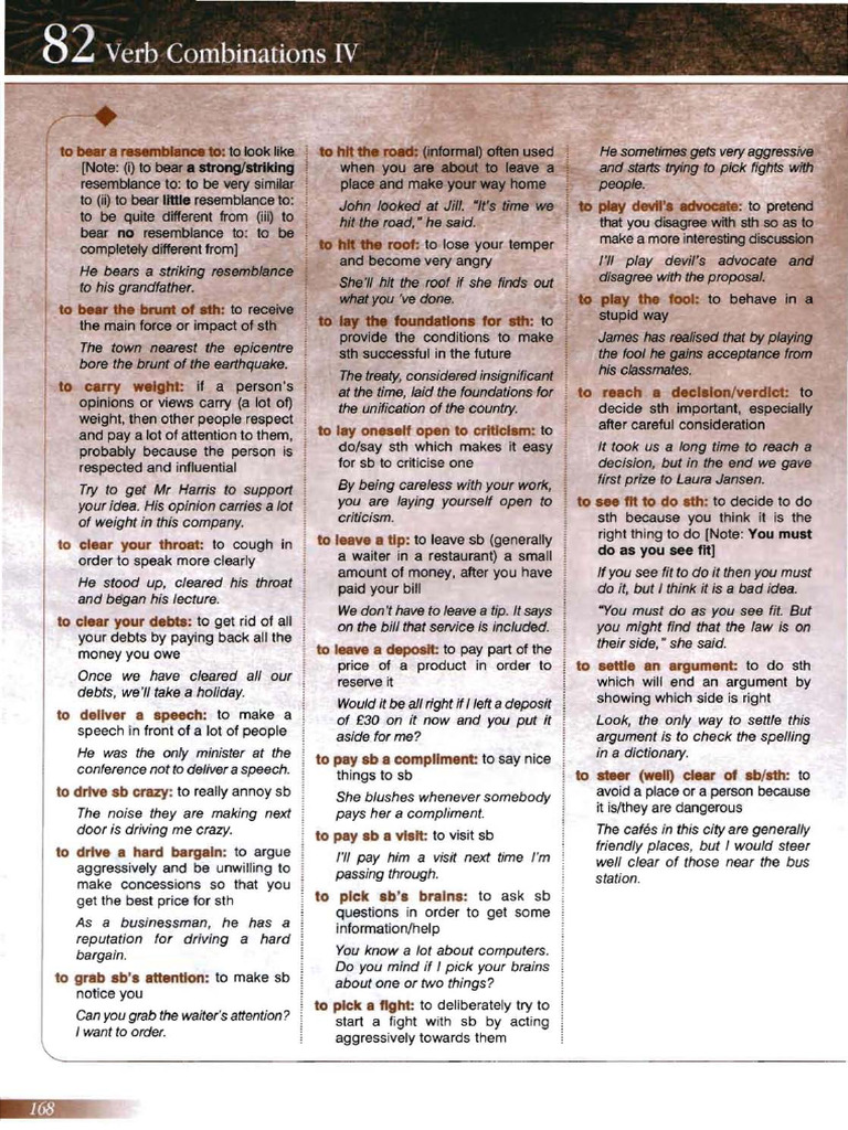 82 Common Verb Combinations Explained | PDF