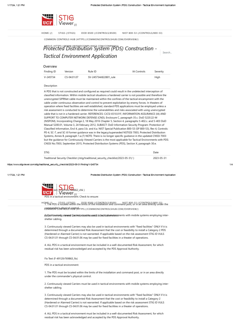 Protected Distribution System (PDS) Construction - Tactical Environment ...