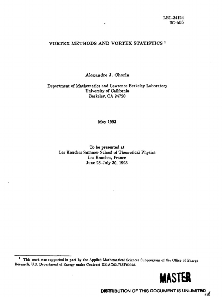 Master: Vortex Methods and Vortex Statistics' | PDF | Vortices | Navier ...