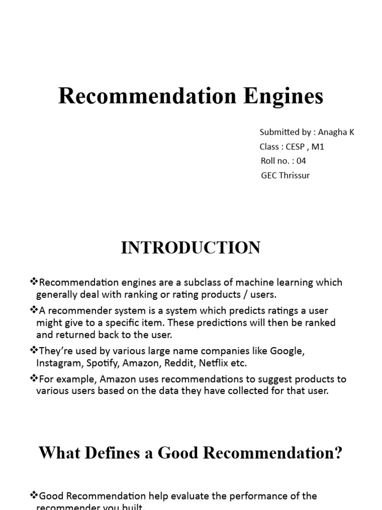Recommendation Engines | PDF | Applied Mathematics | Computing