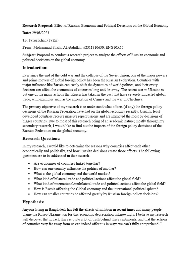 Research Proposal | PDF | Russia | World Politics