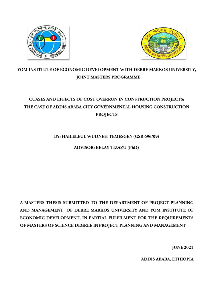 Haileleul Wudneh - Causes and Effects of Cost Overrun in Construction ...