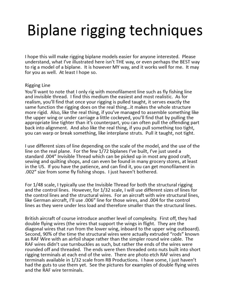 Biplane Rigging Techniques Explained | PDF | Home & Garden